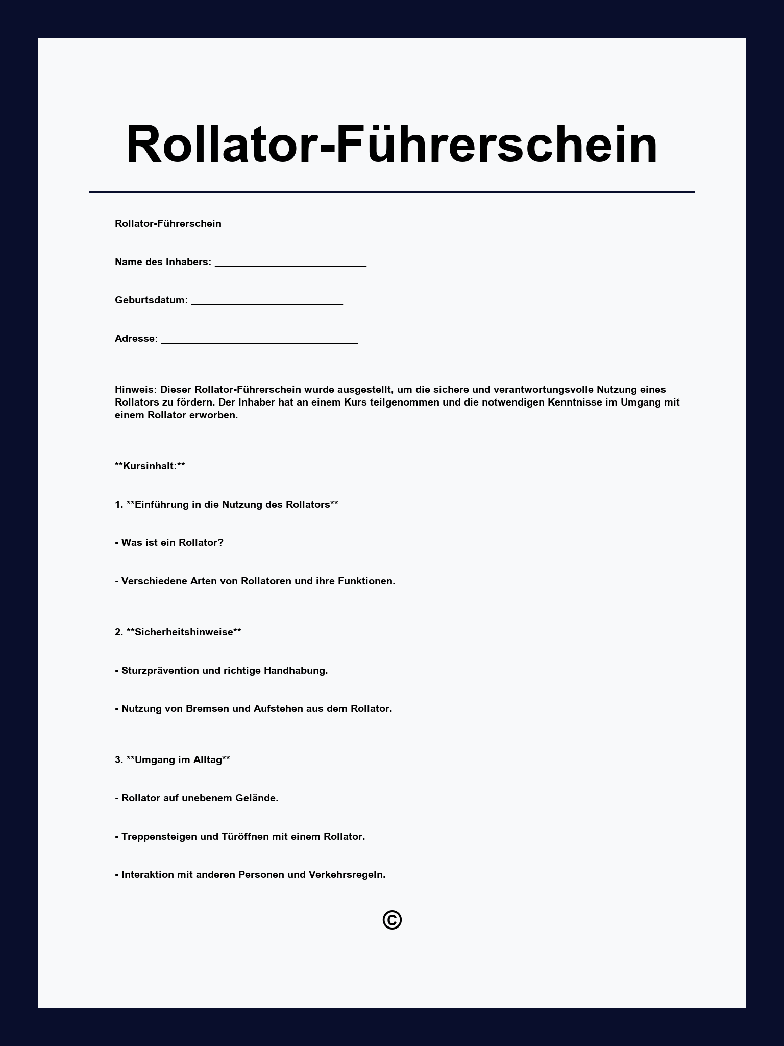 Rollator-Führerschein